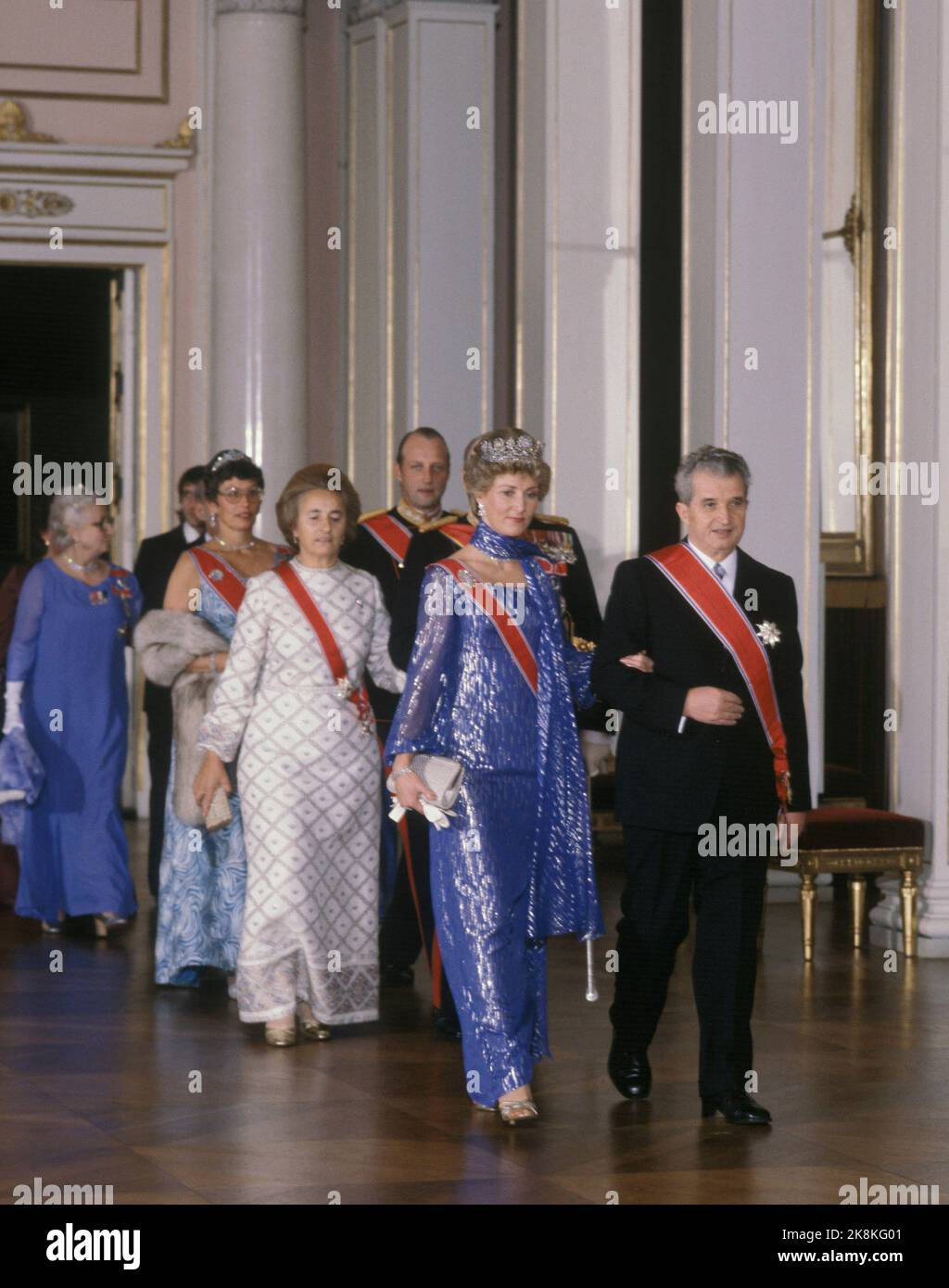Oslo19801113. Romanian President Nicolae Ceausescu with Mrs. Elena on ...