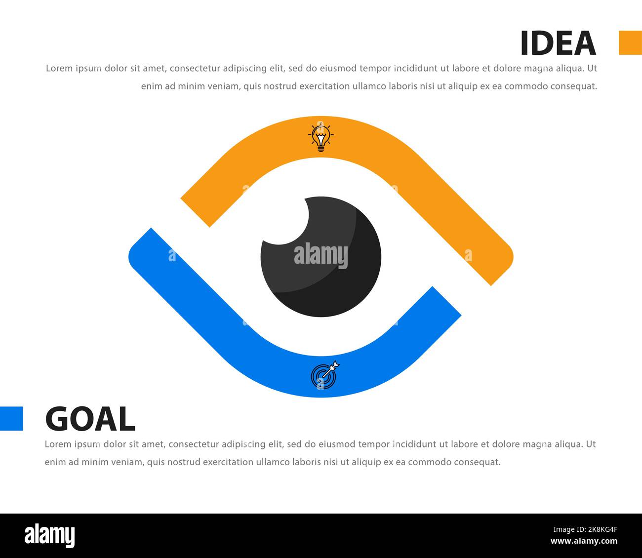 Infographic template with icons and 2 options or steps. Eye. Can be ...