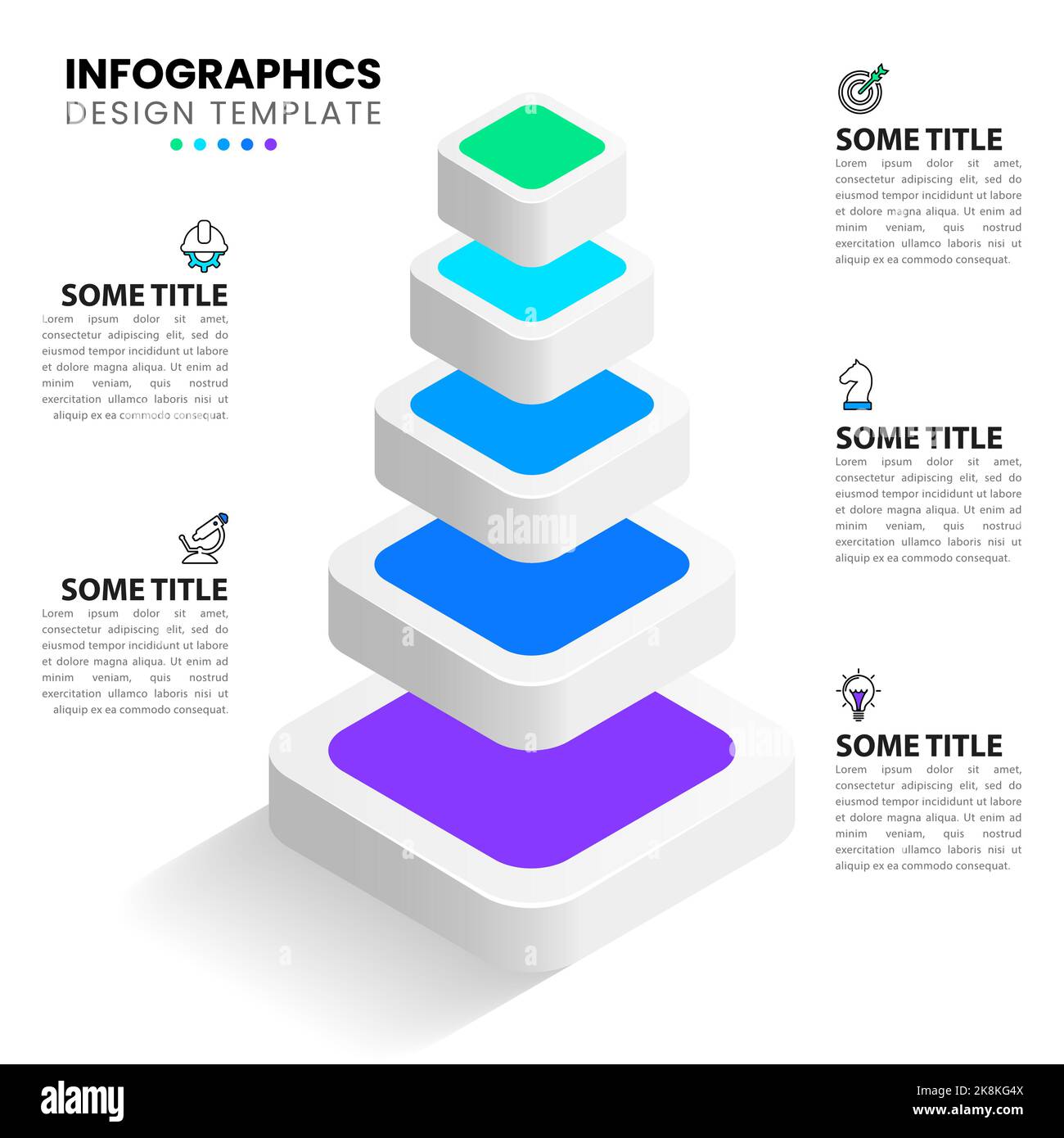 Infographic template with icons and 5 options or steps. Pyramid. Can be ...