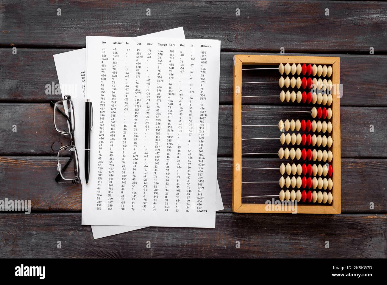 Business income calculations with accounting wooden abacus Stock Photo ...