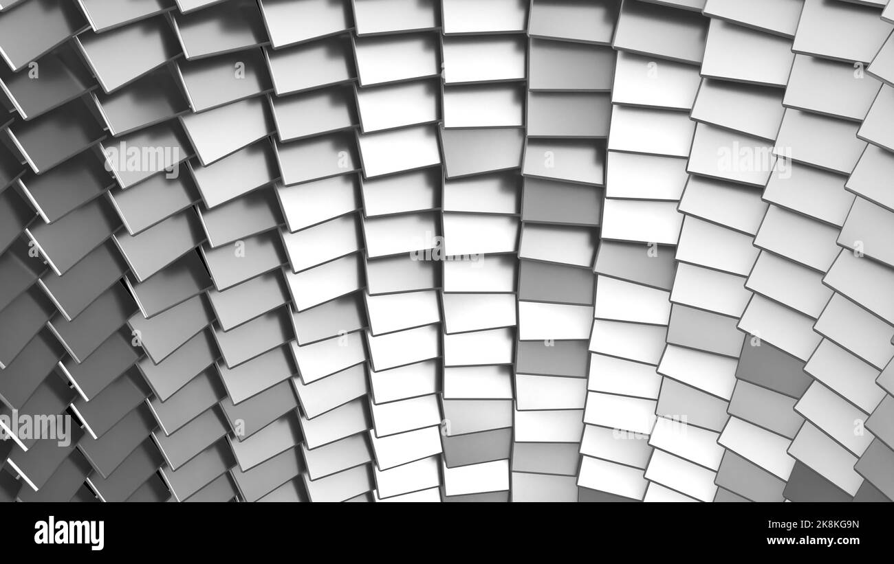3D grayscale rendering of tiles arranged on arched surface Stock Photo ...
