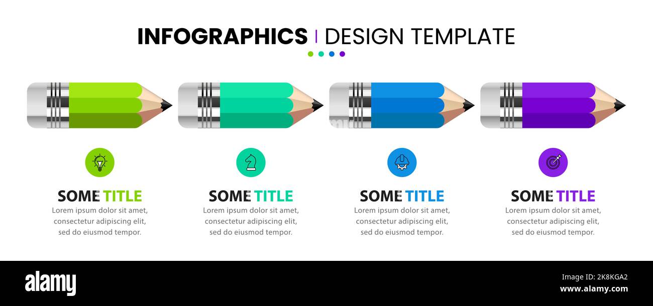 Infographic template with icons and 4 options or steps. Pencil. Can be ...