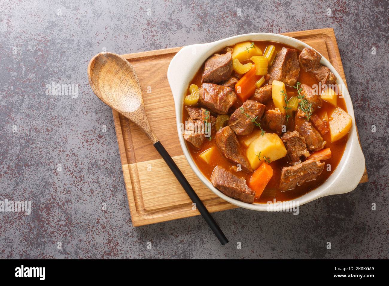 Traditional Irish Stew featuring succulent lamb, sweet root vegetables ...