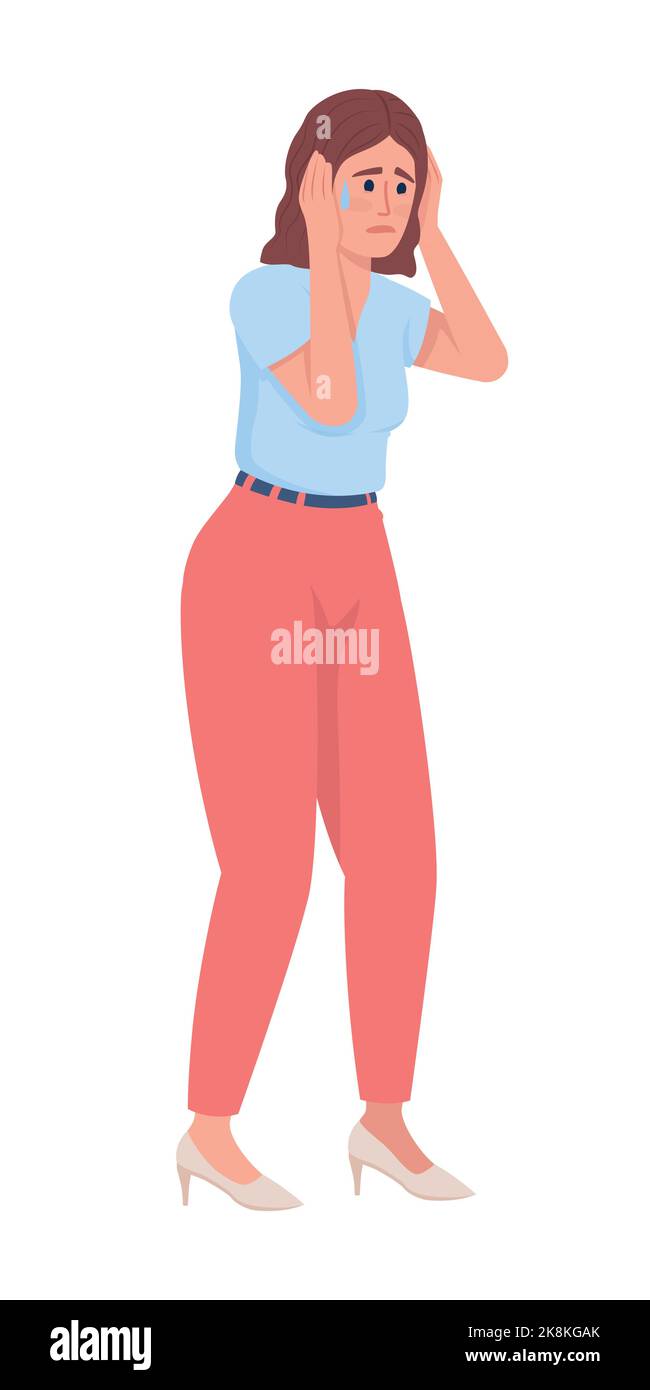 Young stressed woman semi flat color vector character Stock Vector ...