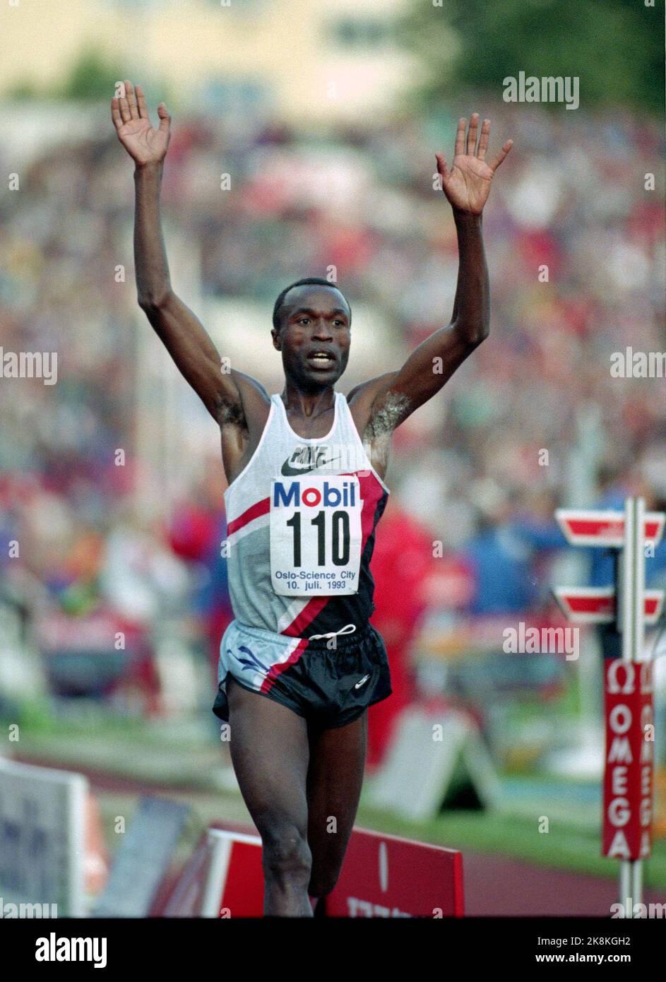 Oslo 19930710. Yobes Ondieki (Ken) Wins 10,000 M With New World Record ...