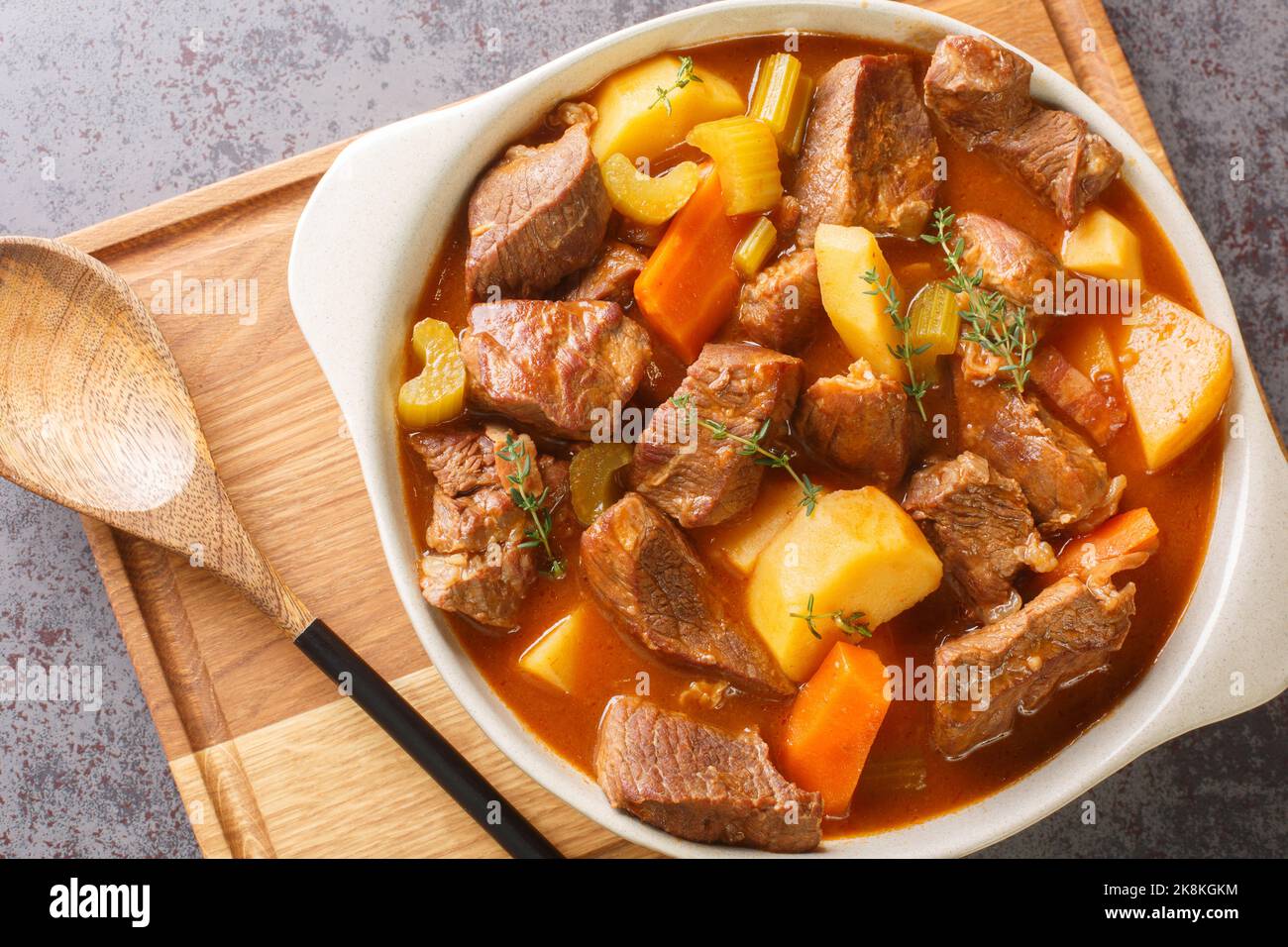 Traditional Irish stew of meat and vegetables in a thick sauce based on ...