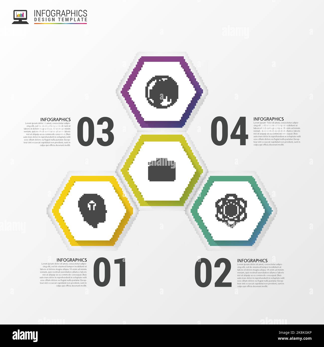 Hexagon style infographics. Modern design template. Vector illustration ...