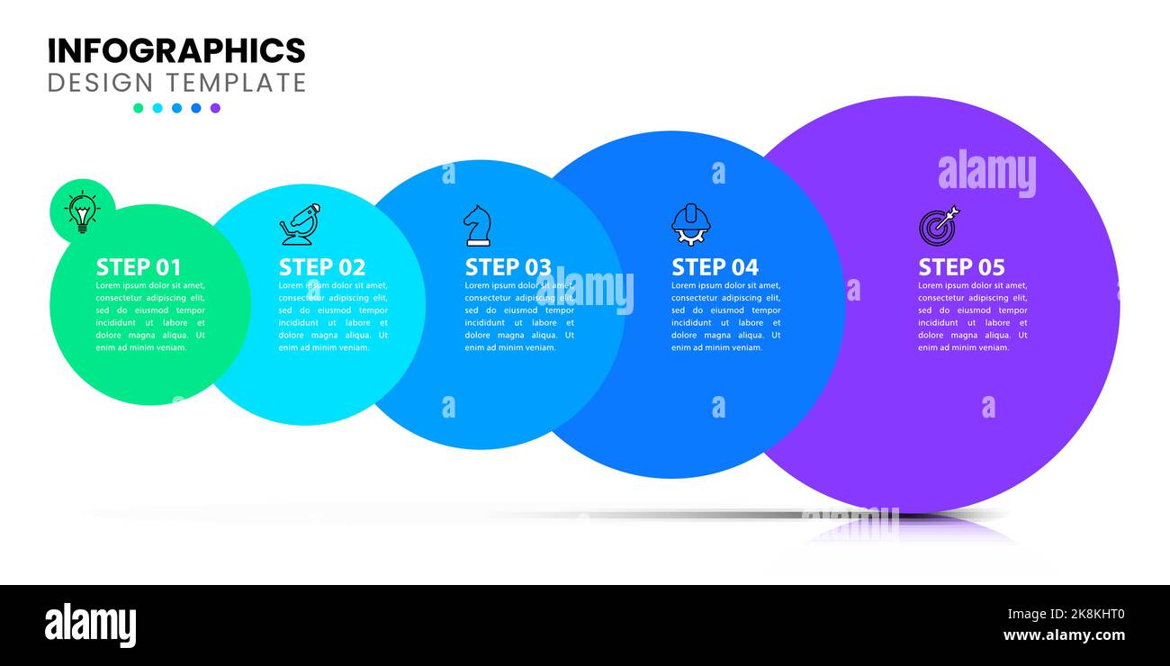 Infographic template with icons and 5 options or steps. Stairs. Can be used for workflow layout ...