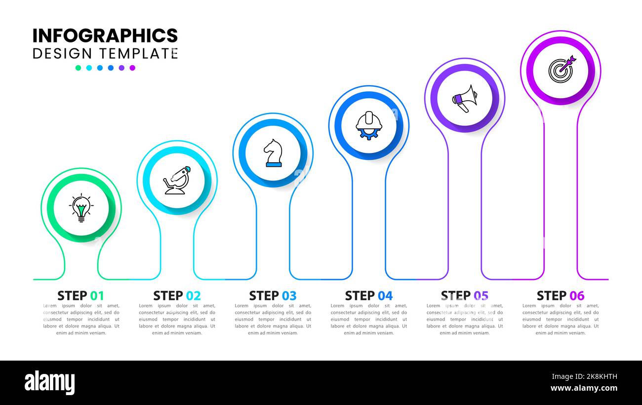 Infographic template with icons and 6 options or steps. Stairs. Can be ...