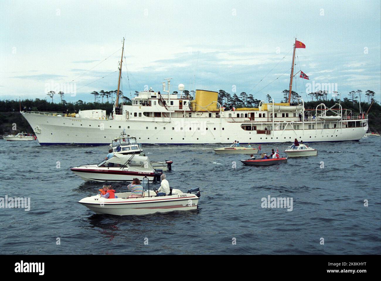 Langesund 19910628 - June 1991. The royal ship "Norway" at Langesund ...