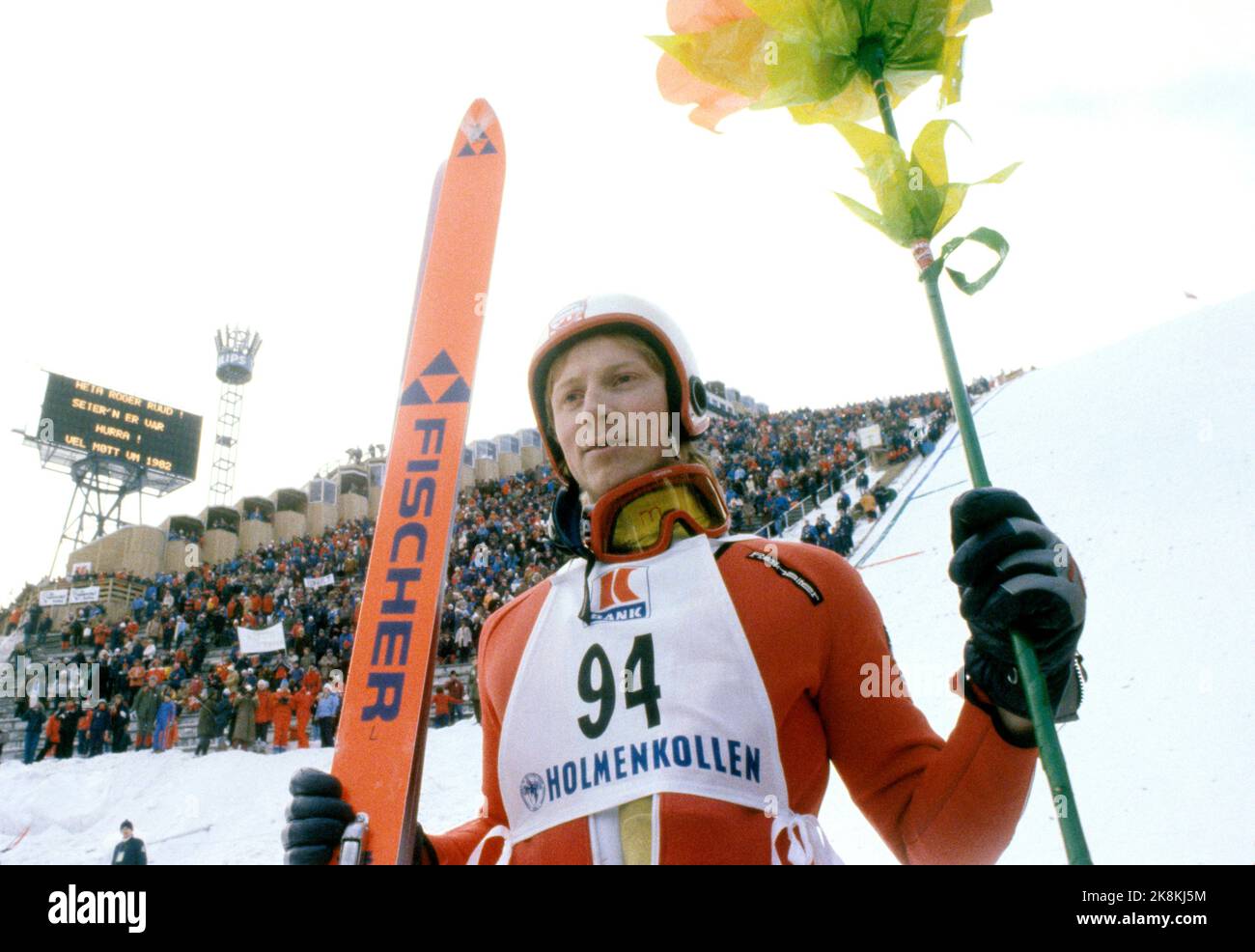 Oslo Holmenkollen 19810315. Skiing Roger Ruud in Holmenkollbakken after ...