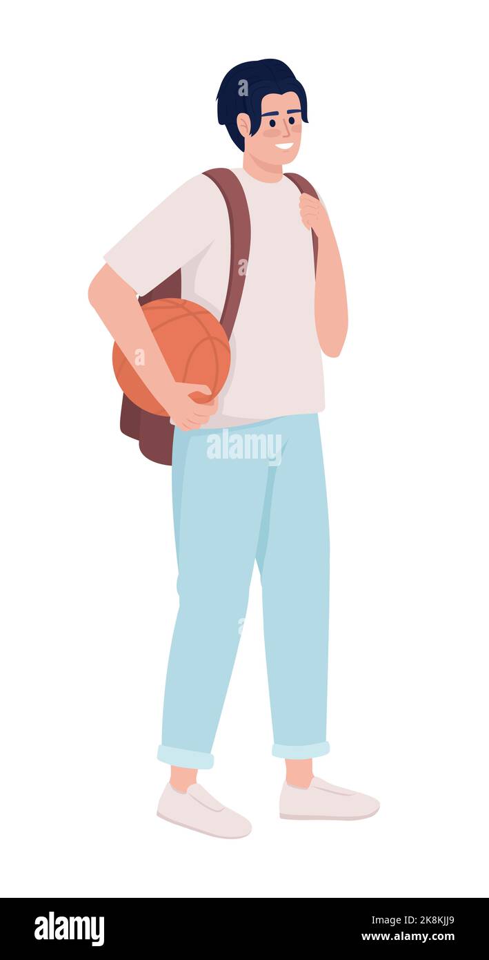 Man holding ball semi flat color vector character Stock Vector Image ...