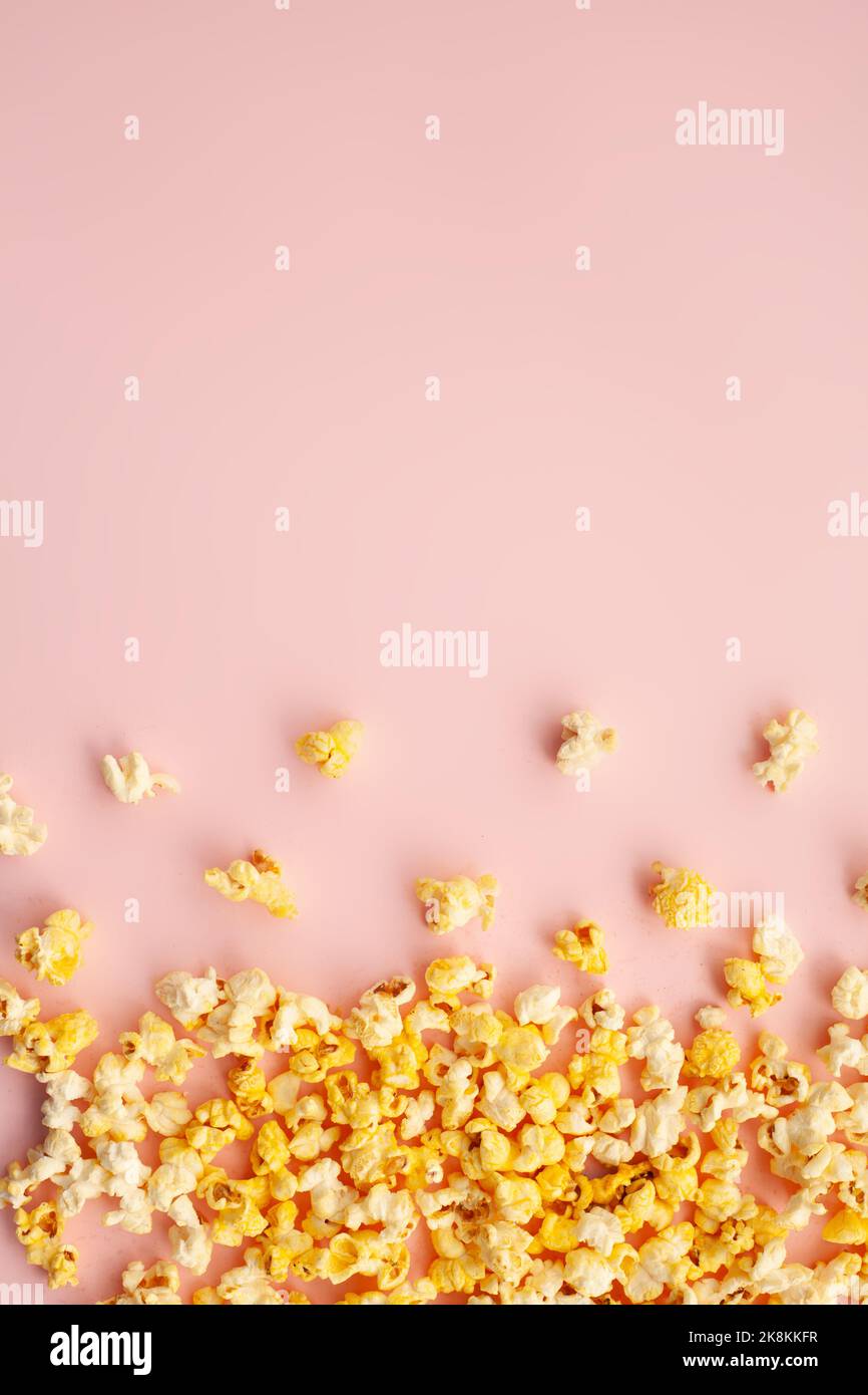 Food. Frozen Popcorn Corn Delicious Yellow Popcorn on Pink Background ...