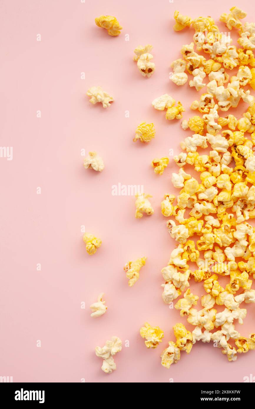 Food. Frozen Popcorn Corn Delicious Yellow Popcorn on Pink Background ...