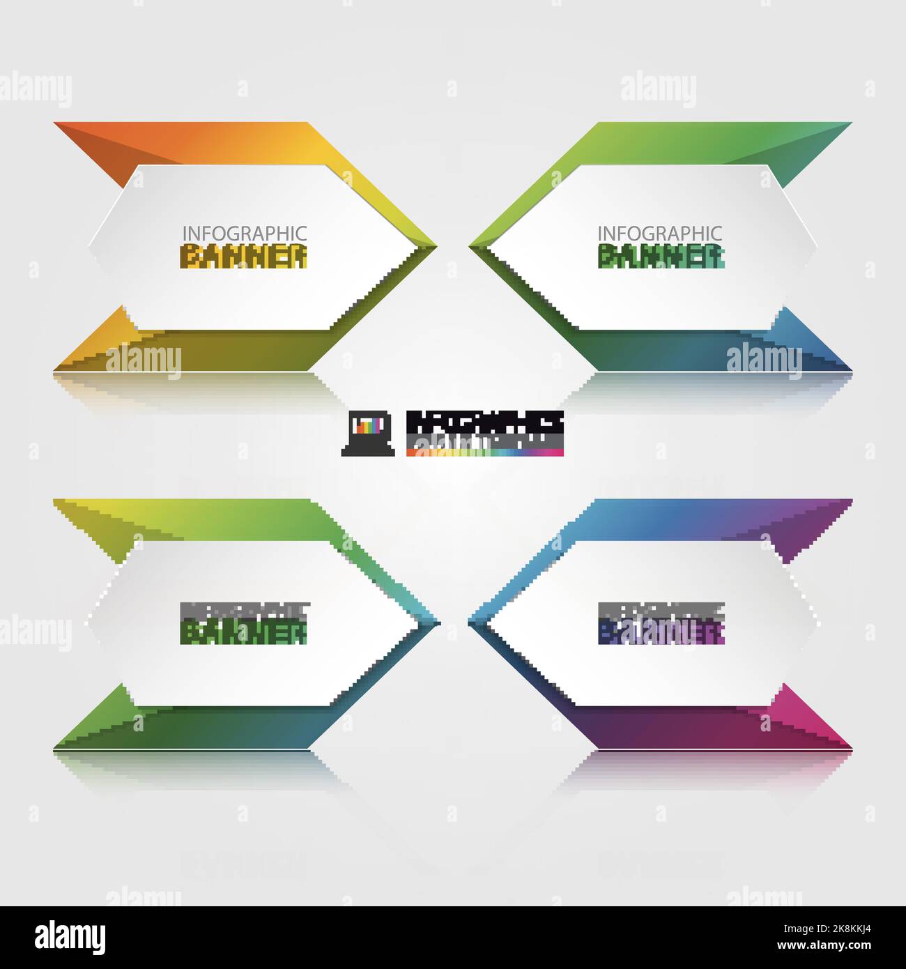 Origami vector banner. White banner wrapped with colored paper Stock ...