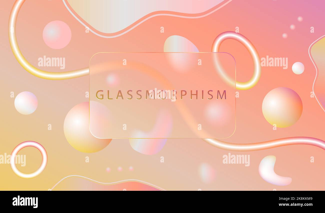 3d glassmorphism background vector design. Abstract colorful background ...