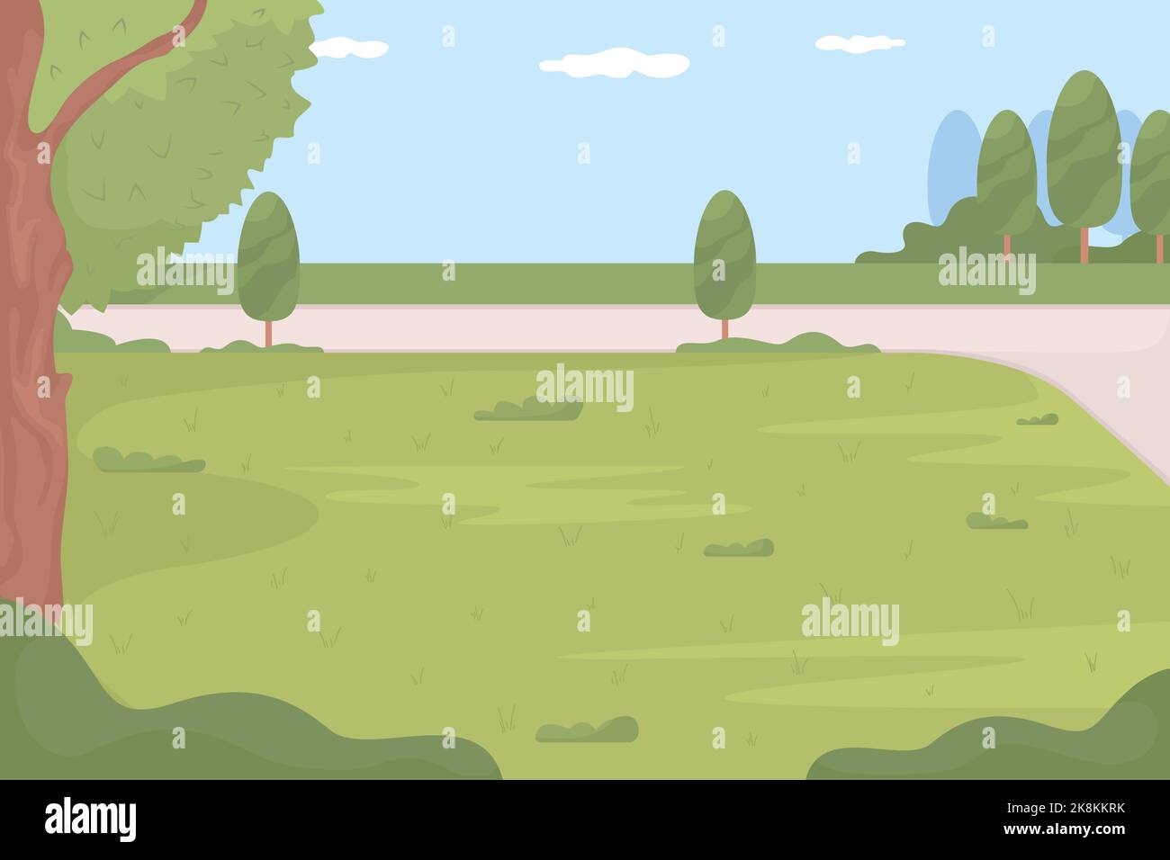 Empty summer park flat color vector illustration Stock Vector Image ...