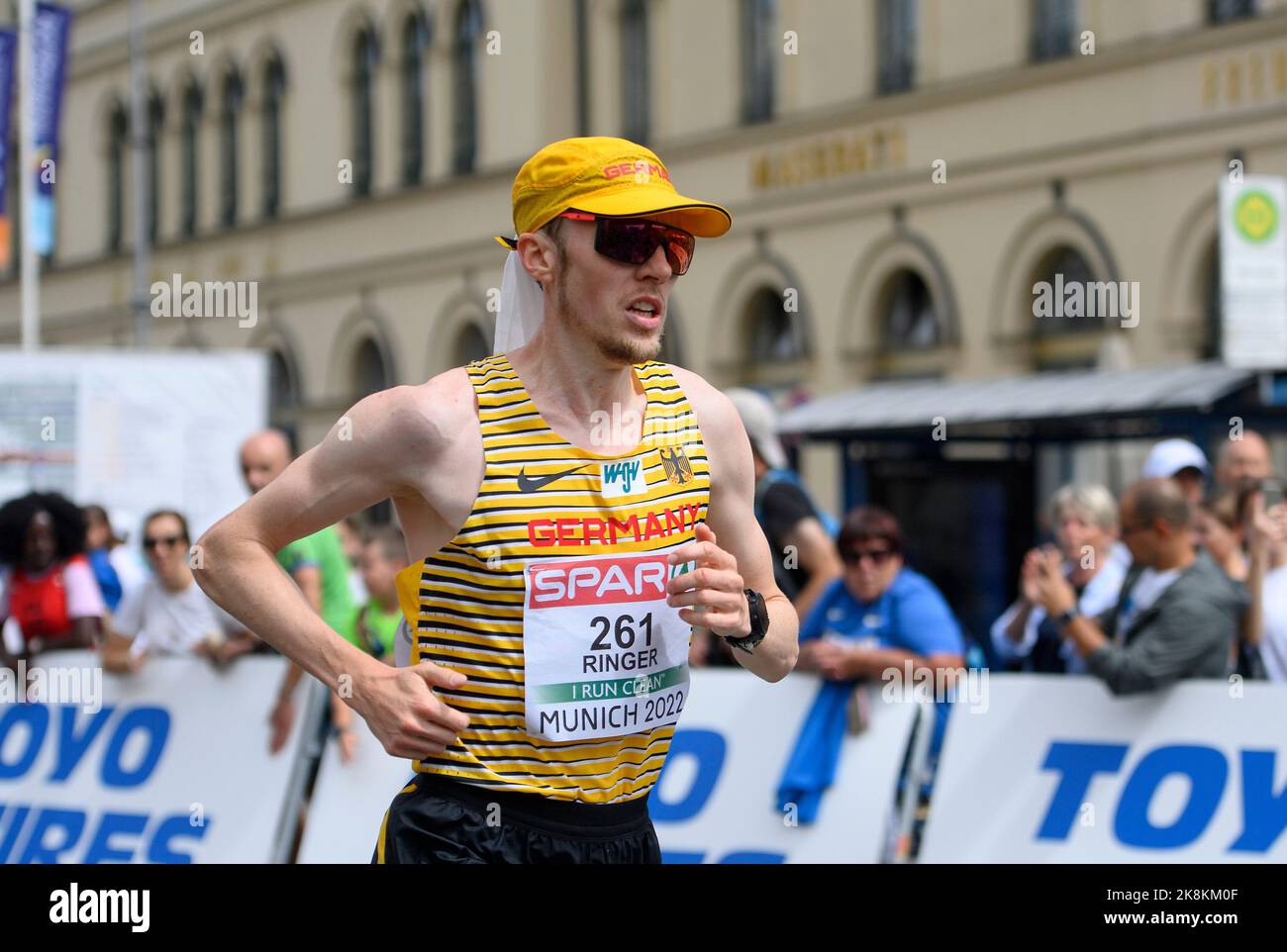 Winner Richard RINGER (GER/ 1st place) action, men's marathon, on ...