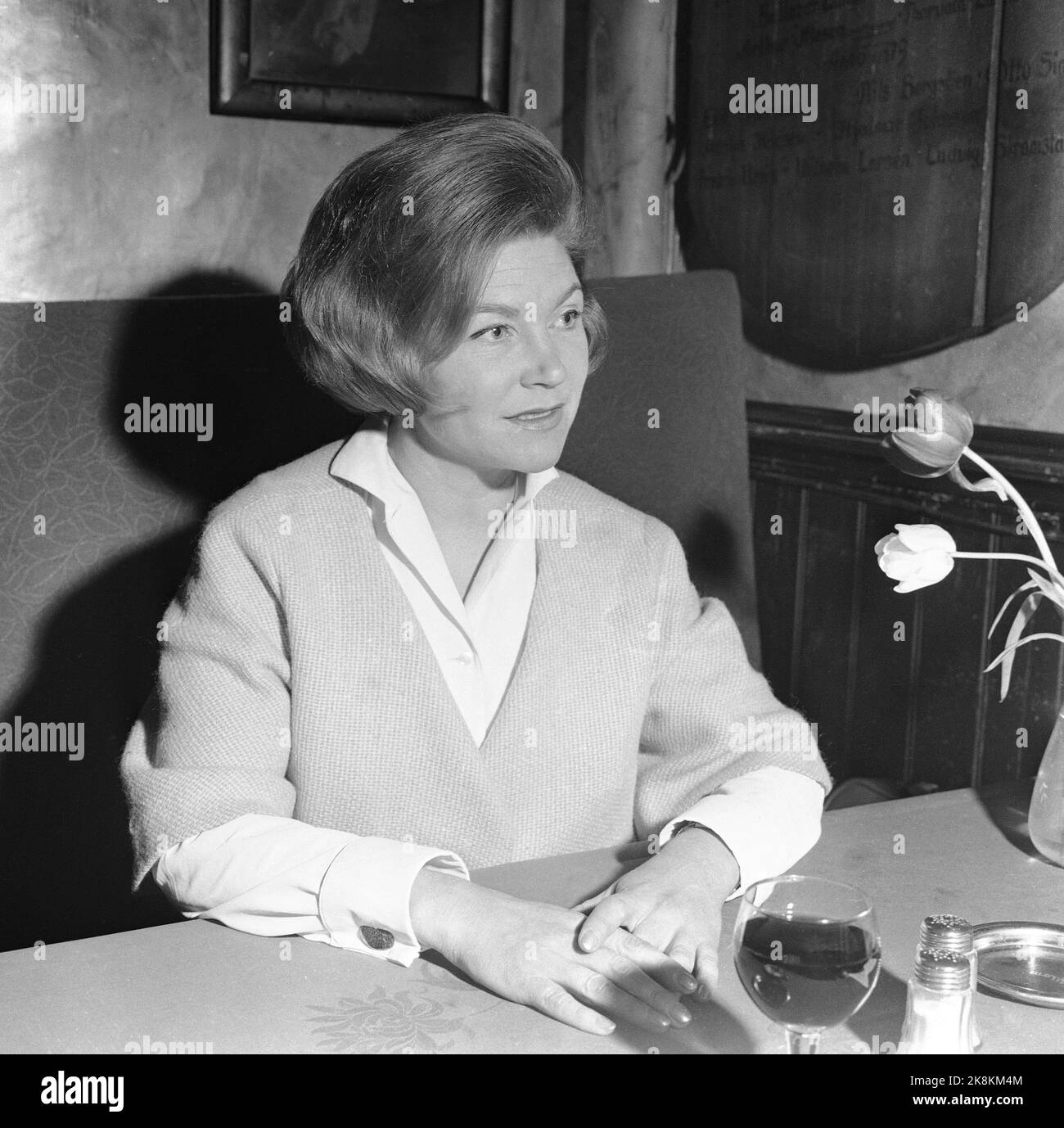 Oslo, April 6, 1963. Singer Nora Brockstedt photographed at Blom ...