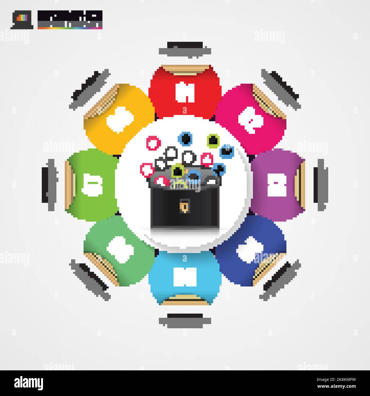 Infographic design template. Briefcase with icons. Vector illustration ...