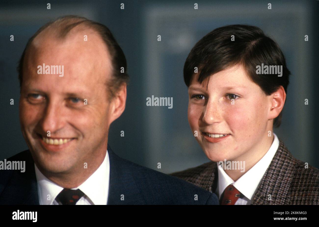 Asker Skaugum 19870112. Crown Prince Harald and Prince Haakon Magnus ...