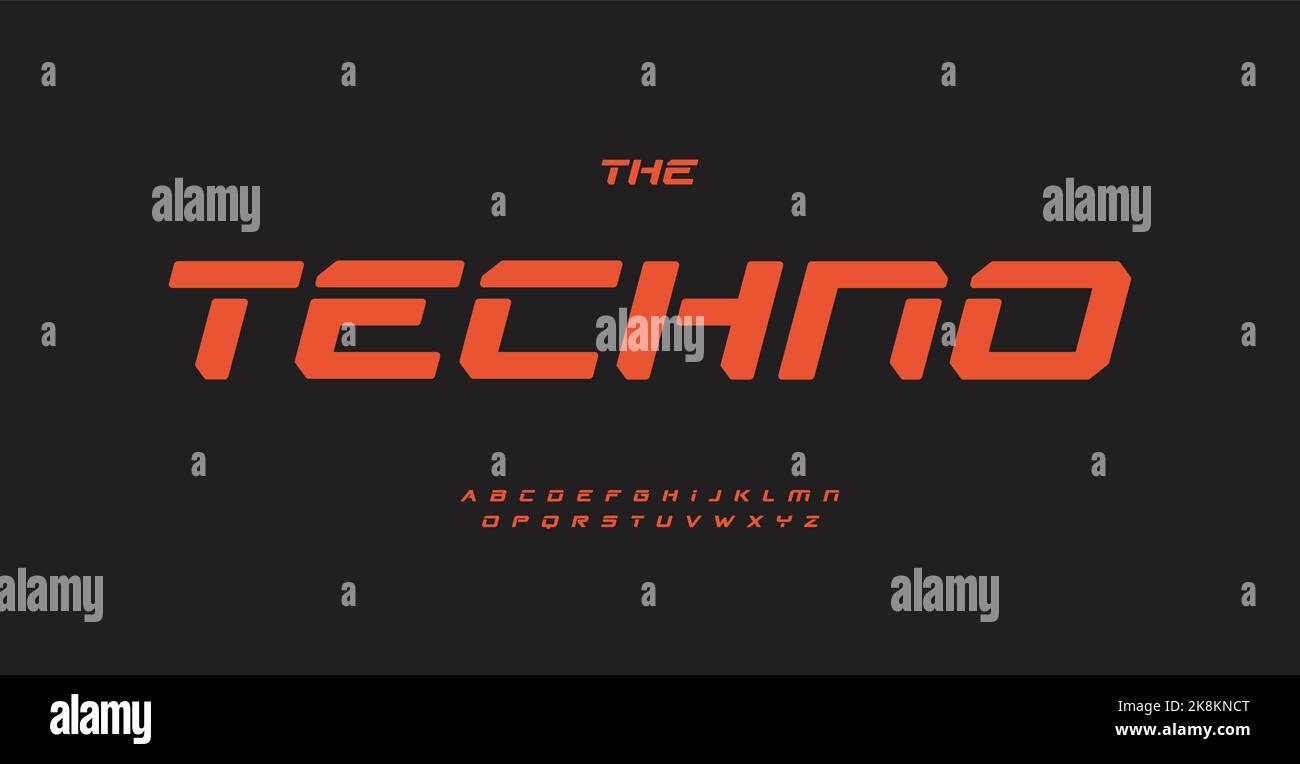Techno font, industrial alphabet, sport urban letters for technological ...