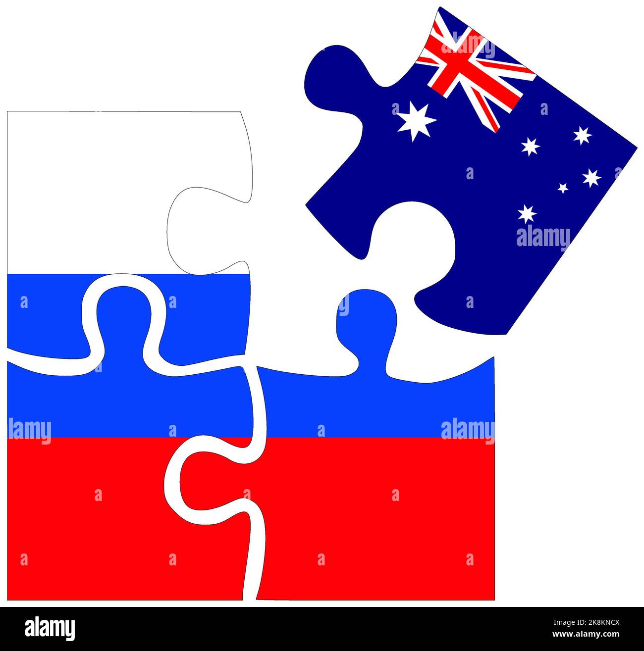 Russia - Australia : puzzle shapes with flags, symbol of agreement or ...