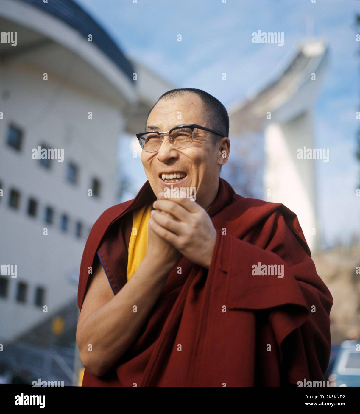Oslo October 1973 Dalai Lama visits Norway. Here in Holmenkollen ...