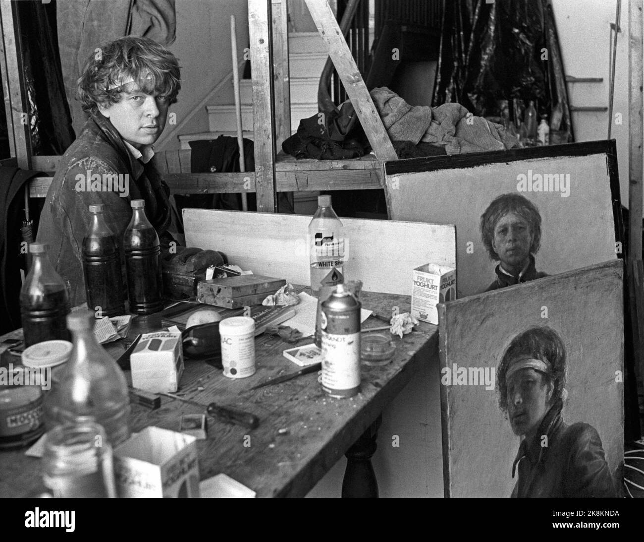 Oslo 19801103 painter Odd Nerdrum in his studio. Photo: Bjørn Sigurdsøn ...