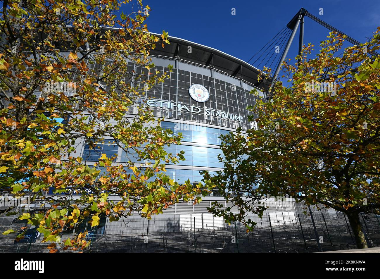 The Manchester City football statium on a sunlit autumn morning Stock ...