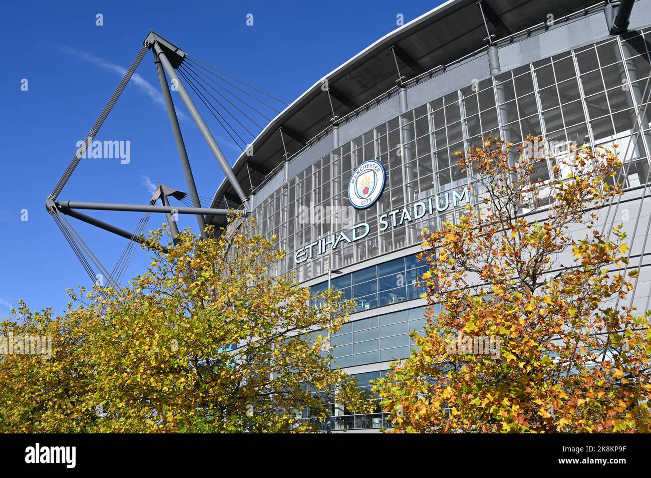 The Manchester City football statium on a sunlit autumn morning Stock ...