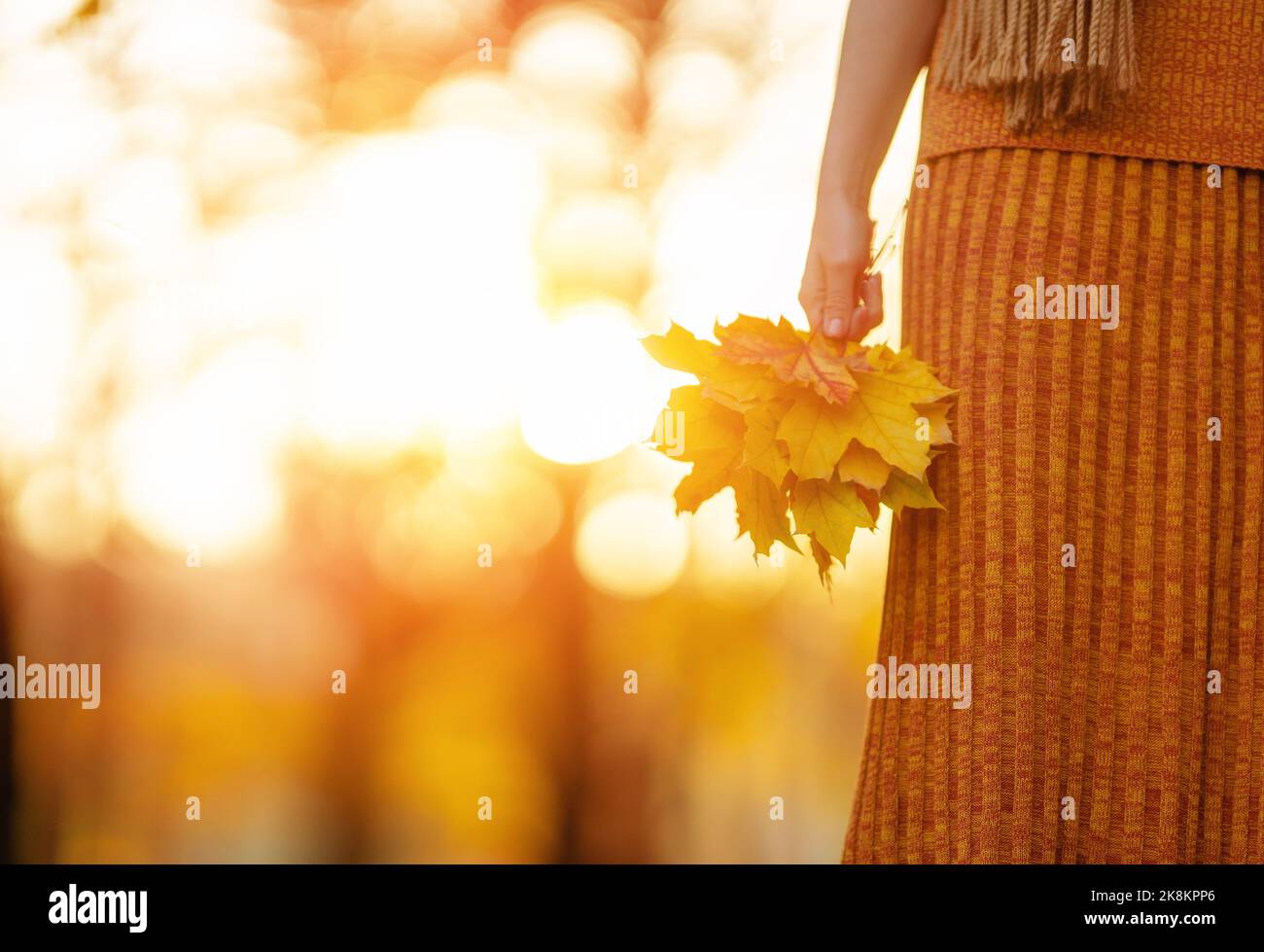 Happy fall, healthy autumn. Woman is walking in the park Stock Photo ...