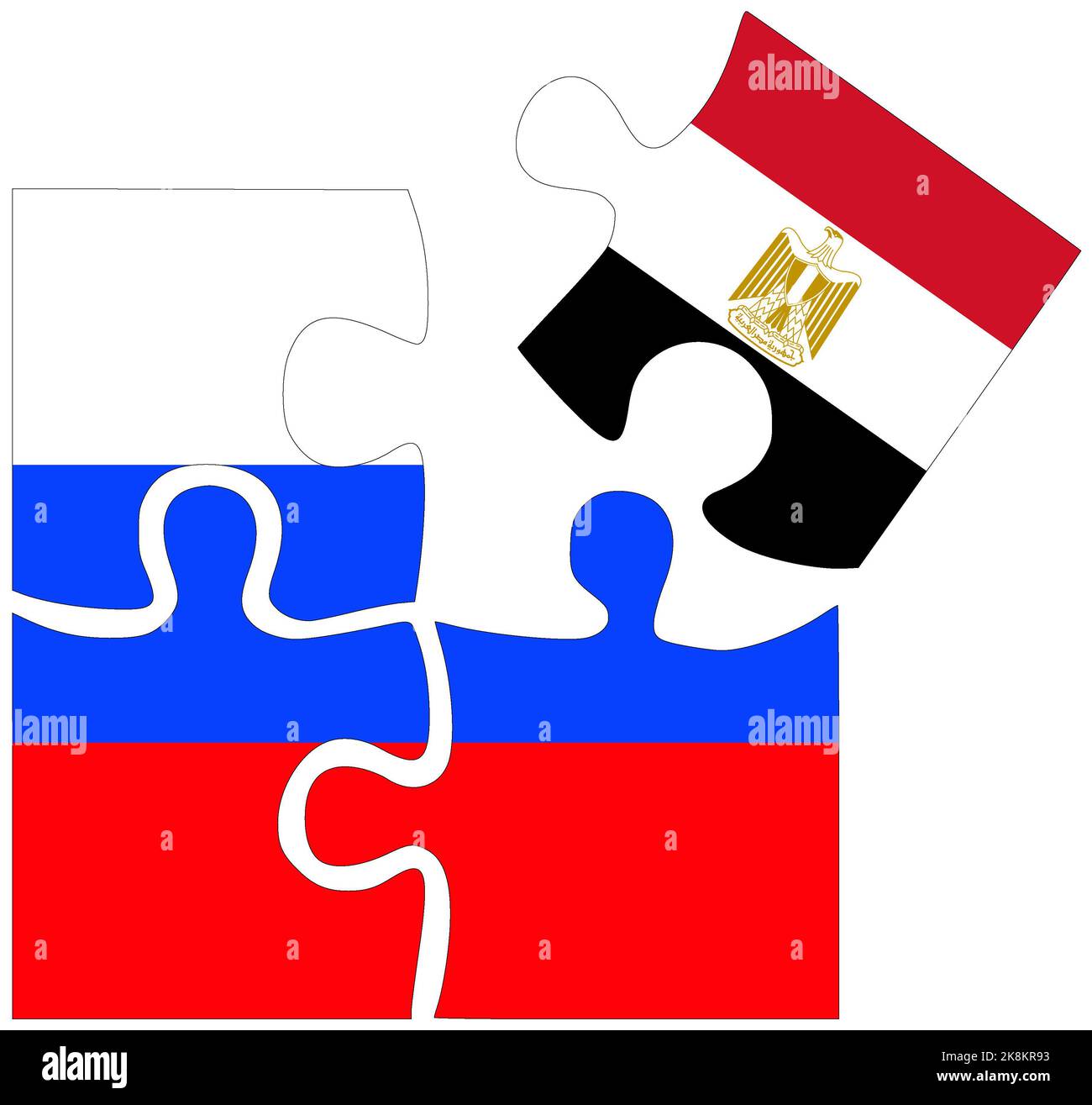Russia - Egypt : puzzle shapes with flags, symbol of agreement or ...