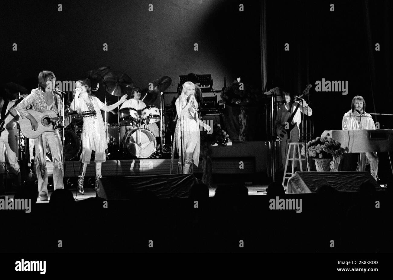 Oslo 19770128. The pop group ABBA on stage during the concert in ...