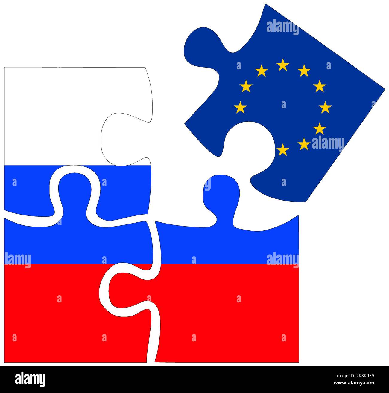 Russia - EU : puzzle shapes with flags, symbol of agreement or ...