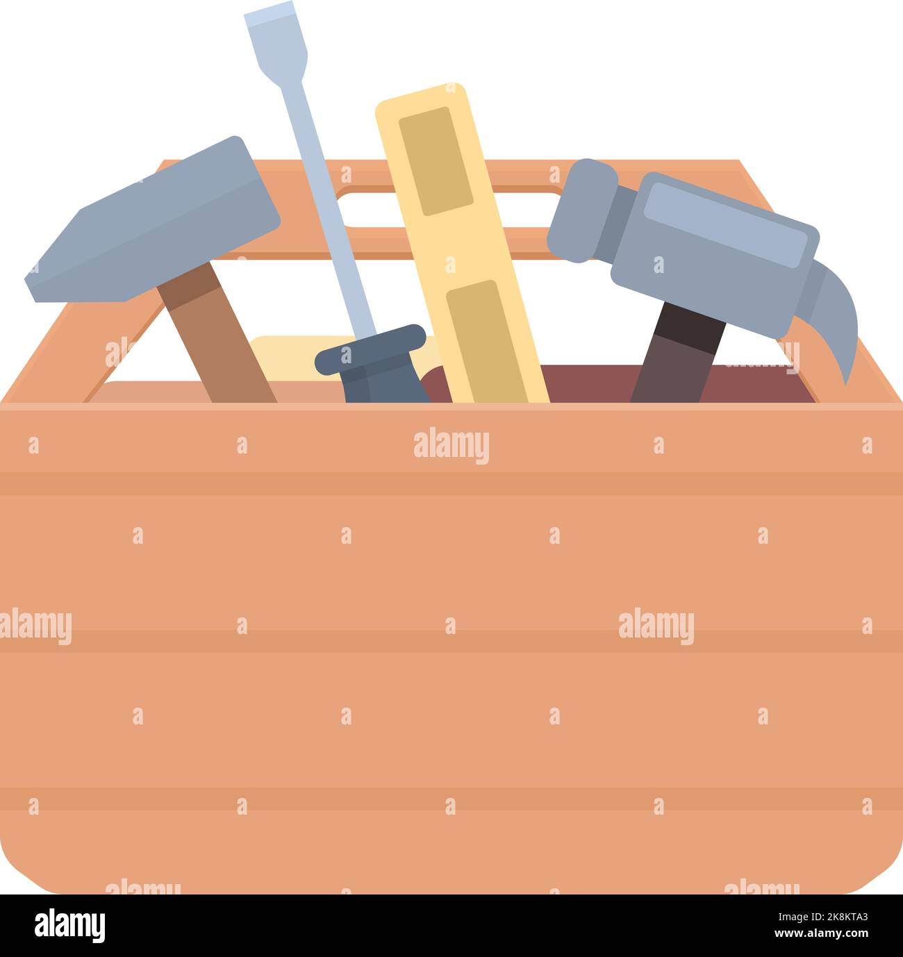 Wood box icon cartoon vector. Construction tool. Equipment kit Stock ...