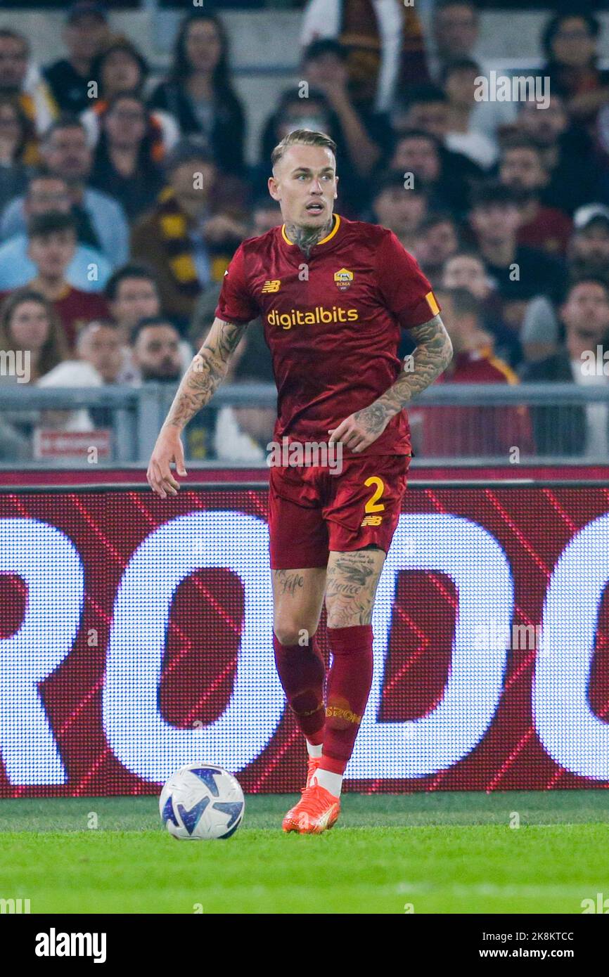 Roma's Dutch defender Rick Karsdorp controls the ball during the Serie ...