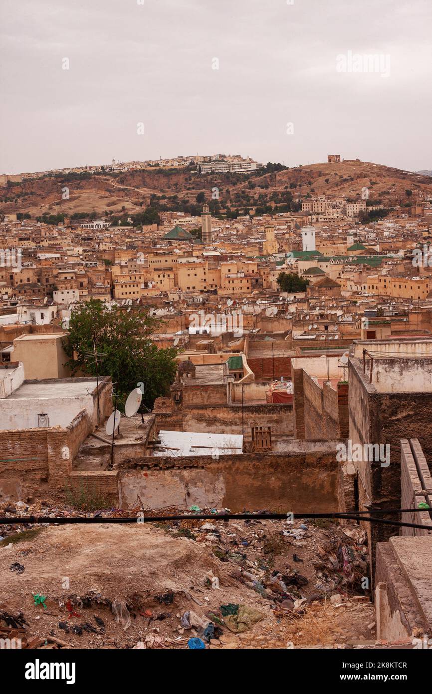 A vertical cityscape of the historic Fez city, Morocco Stock Photo - Alamy