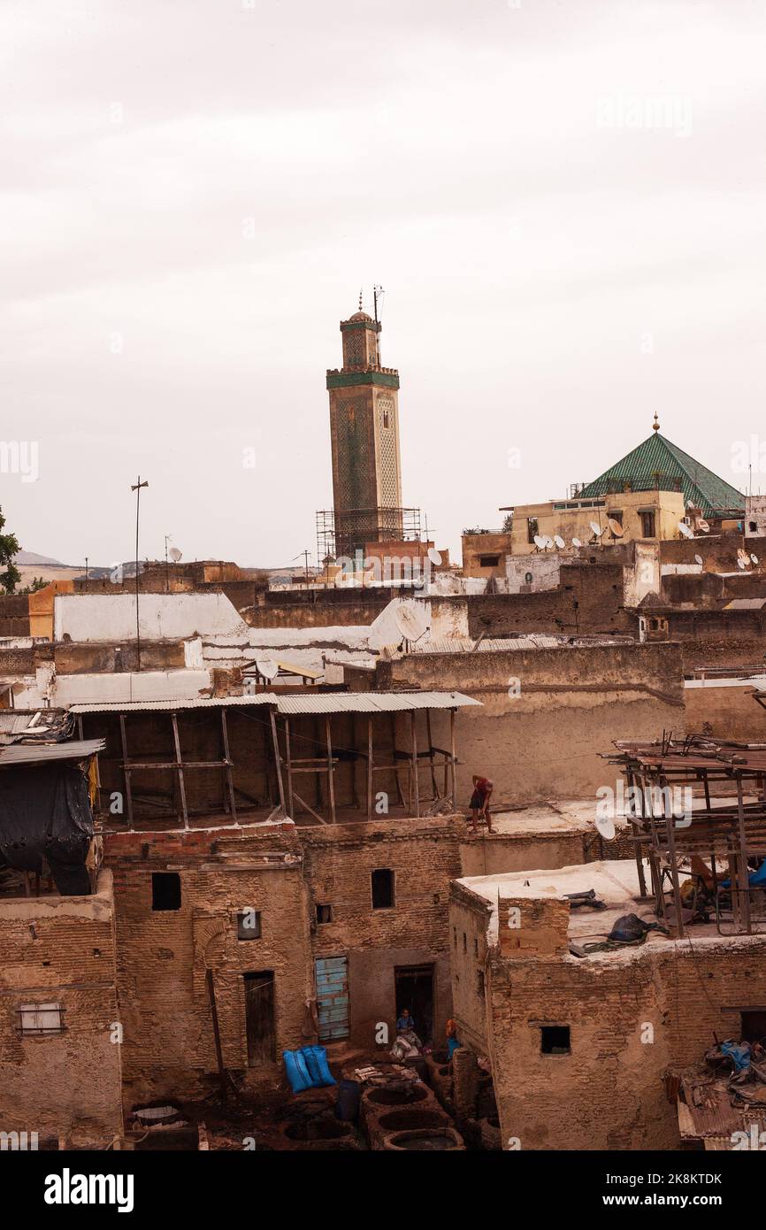 A vertical shot of the medieval buildings in the Fez city, Morocco ...