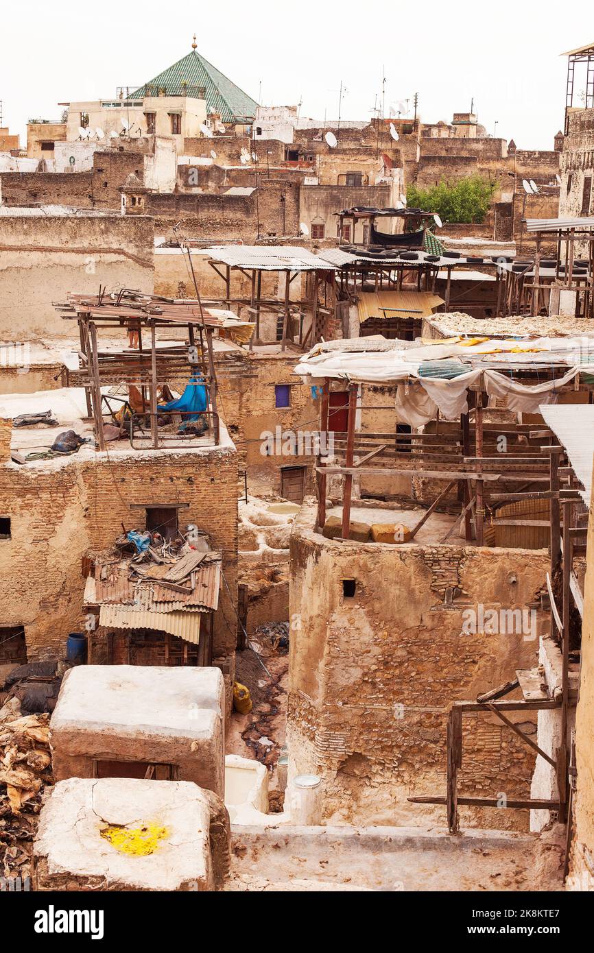 A vertical shot of the medieval buildings in the Fez city, Morocco ...