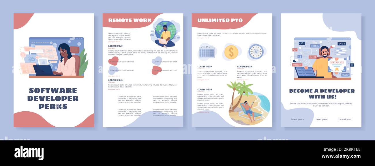 Software developer perks flat vector brochure template Stock Vector ...