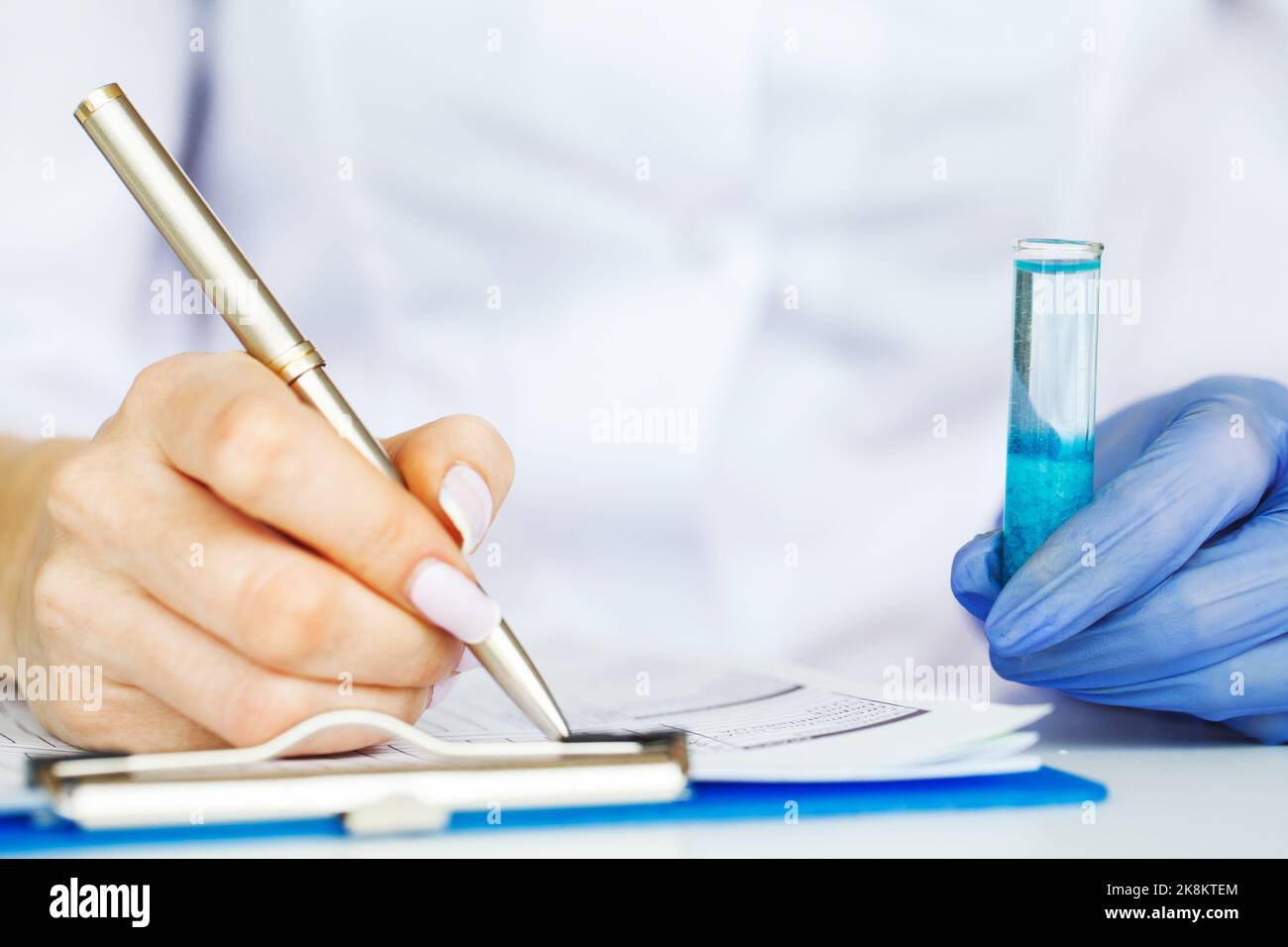 Medicine. Lab Technician Doing Chemistry Experiment. Close Up Of ...