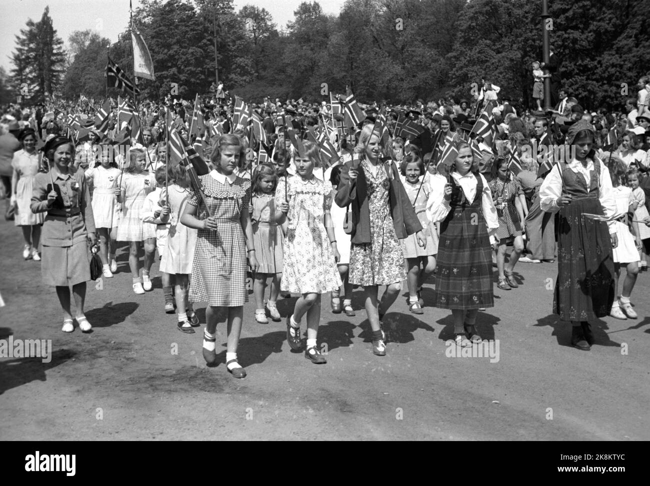 Oslo 19470517. May 17 Celebration in Oslo. Here we see from the ...