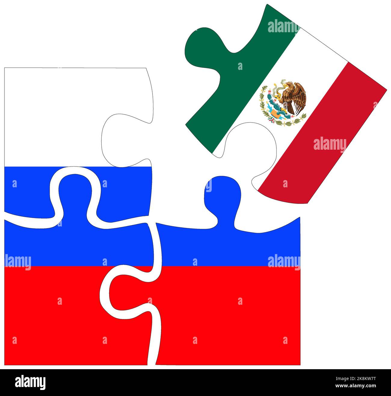 Russia - Mexico : puzzle shapes with flags, symbol of agreement or ...