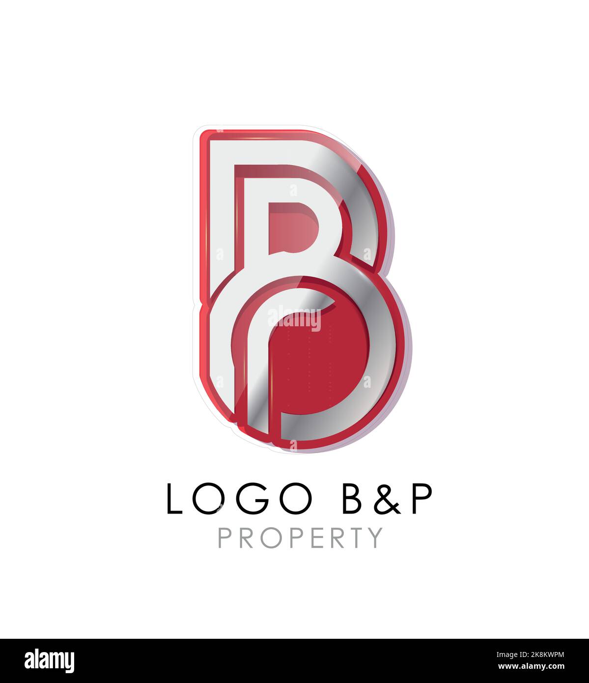 A logo with letters B and P in red and gray tones Stock Vector Image ...
