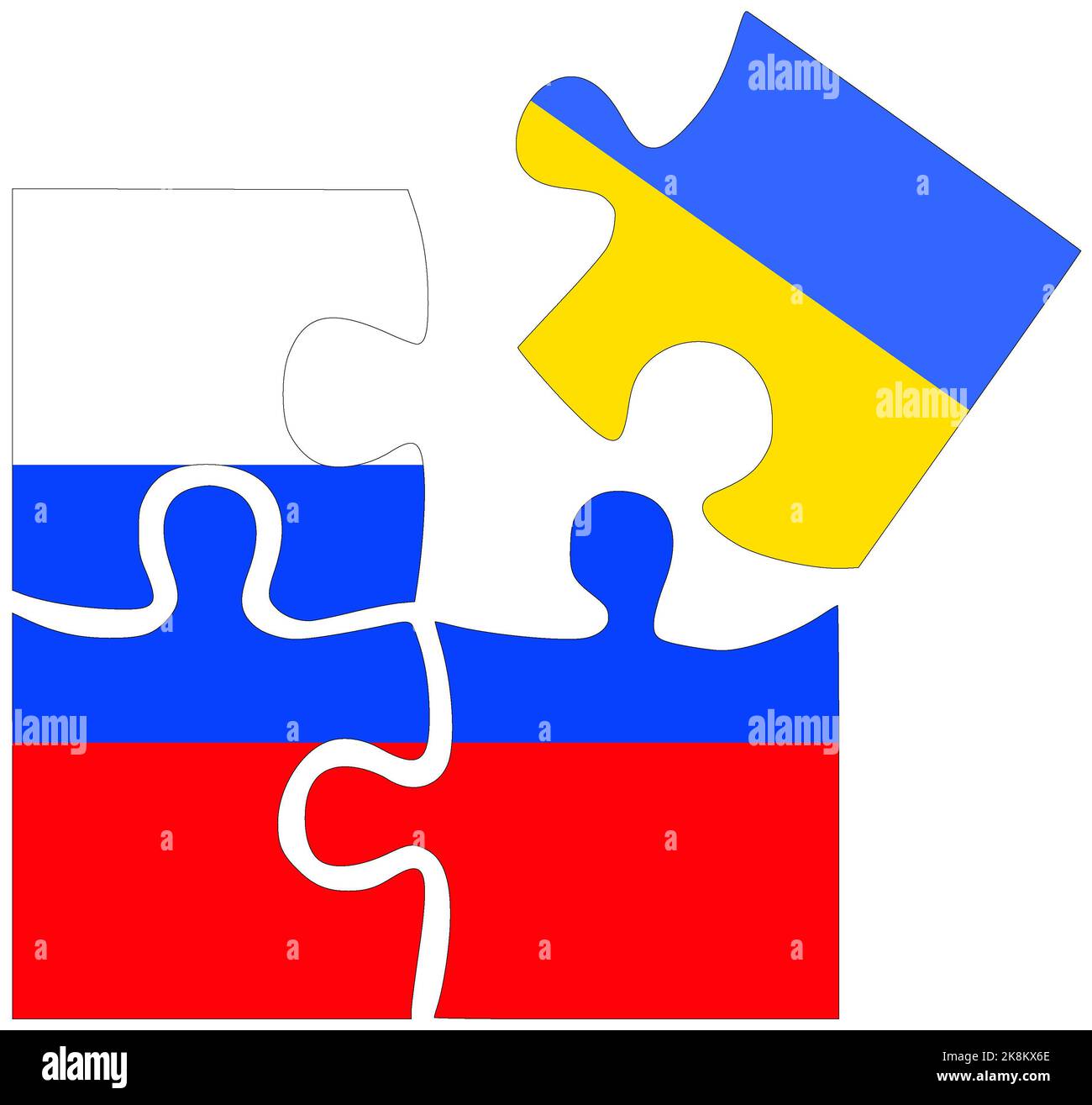 Russia - Ukraine : puzzle shapes with flags, symbol of agreement or ...