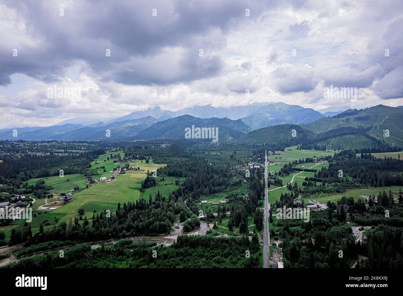 An aerial view of scenic landscape and mountains Stock Photo - Alamy