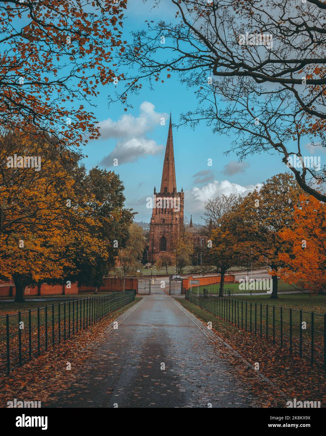 A beautiful display of the Aston Parish Church surrounded by autumn ...