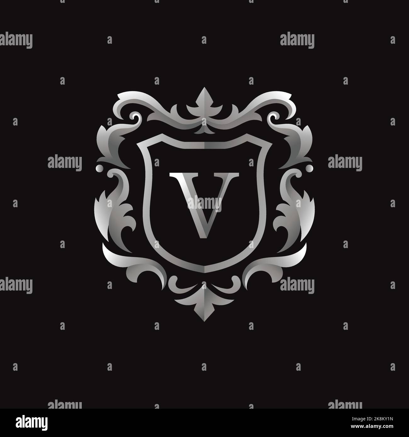 A vector of silver with badge initial letter v Stock Vector Image & Art ...