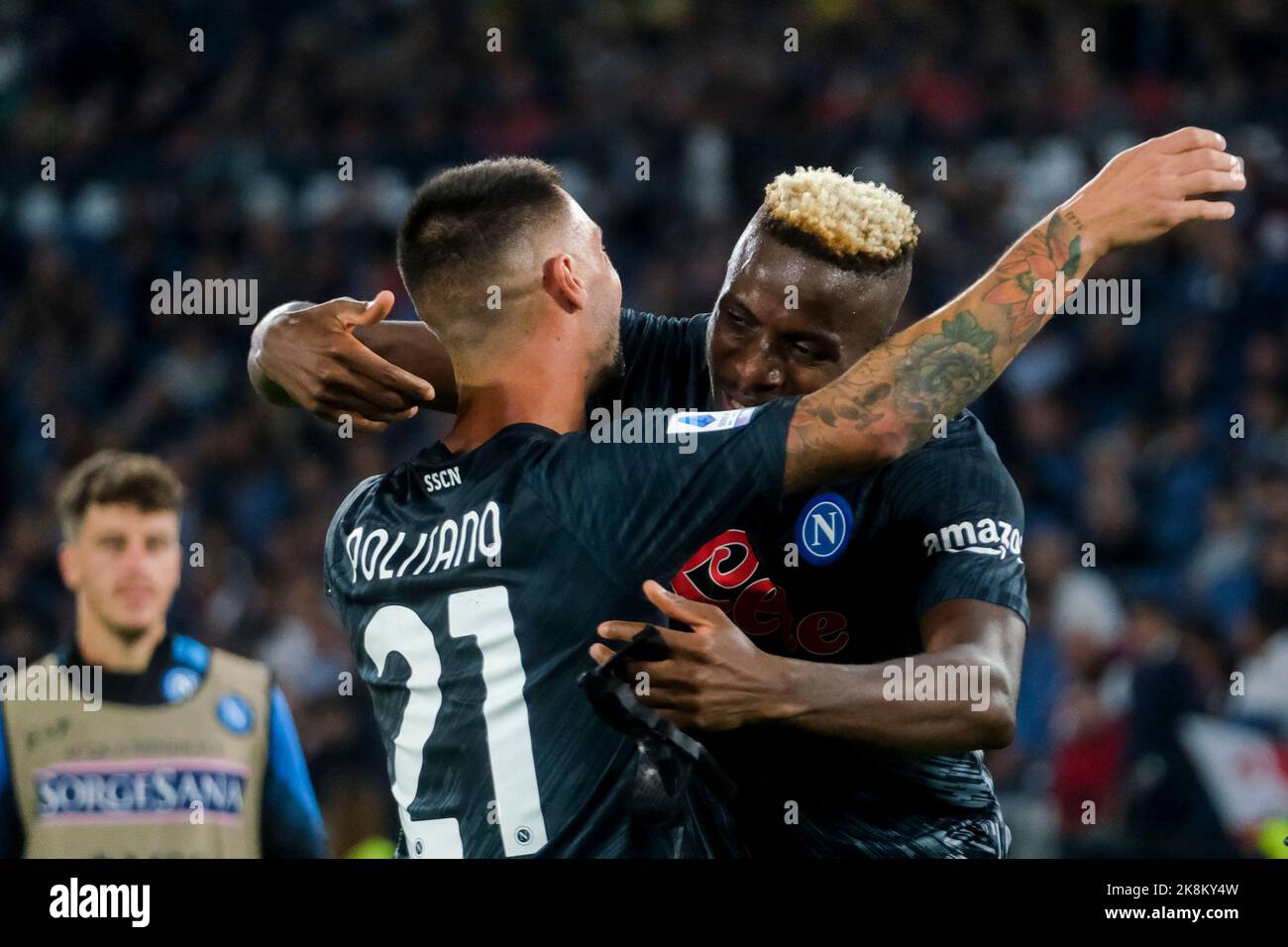 SSC Napoli's Nigerian striker Victor Osimhen celebrates after scoring a ...